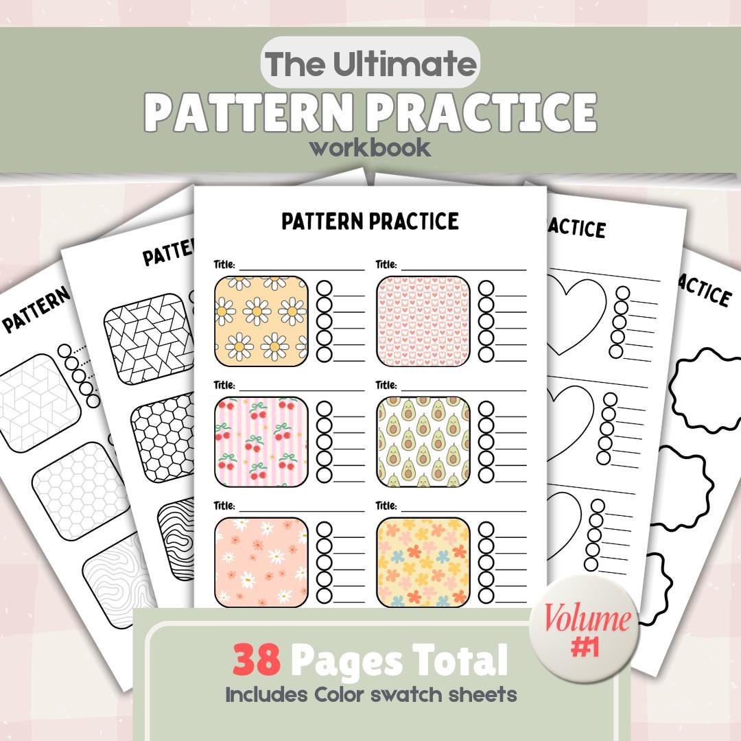 Pattern Practice Workbook Printable | 38 Page Pattern Design Practice ...