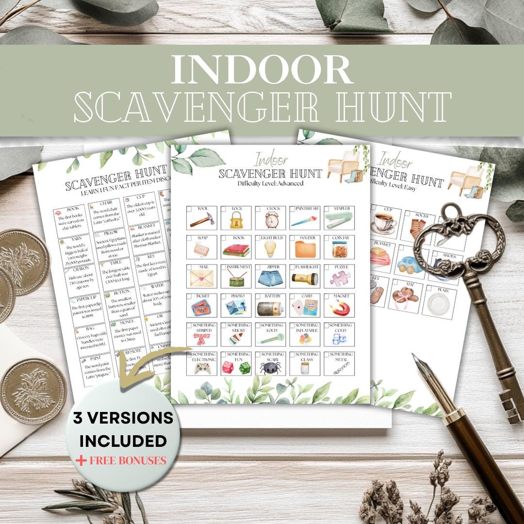 Indoor Home Scavenger Hunt Printable for Kids | Rainy Day Adventure ...