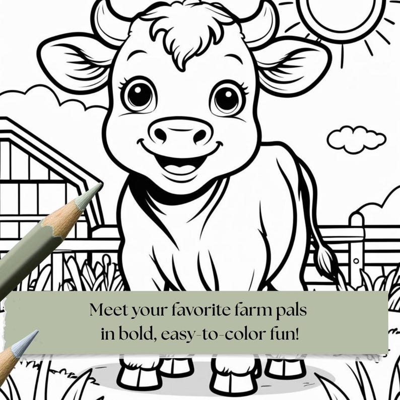 Farm Animal Coloring Pages for Kids | 24 Page Printable Preschool ...