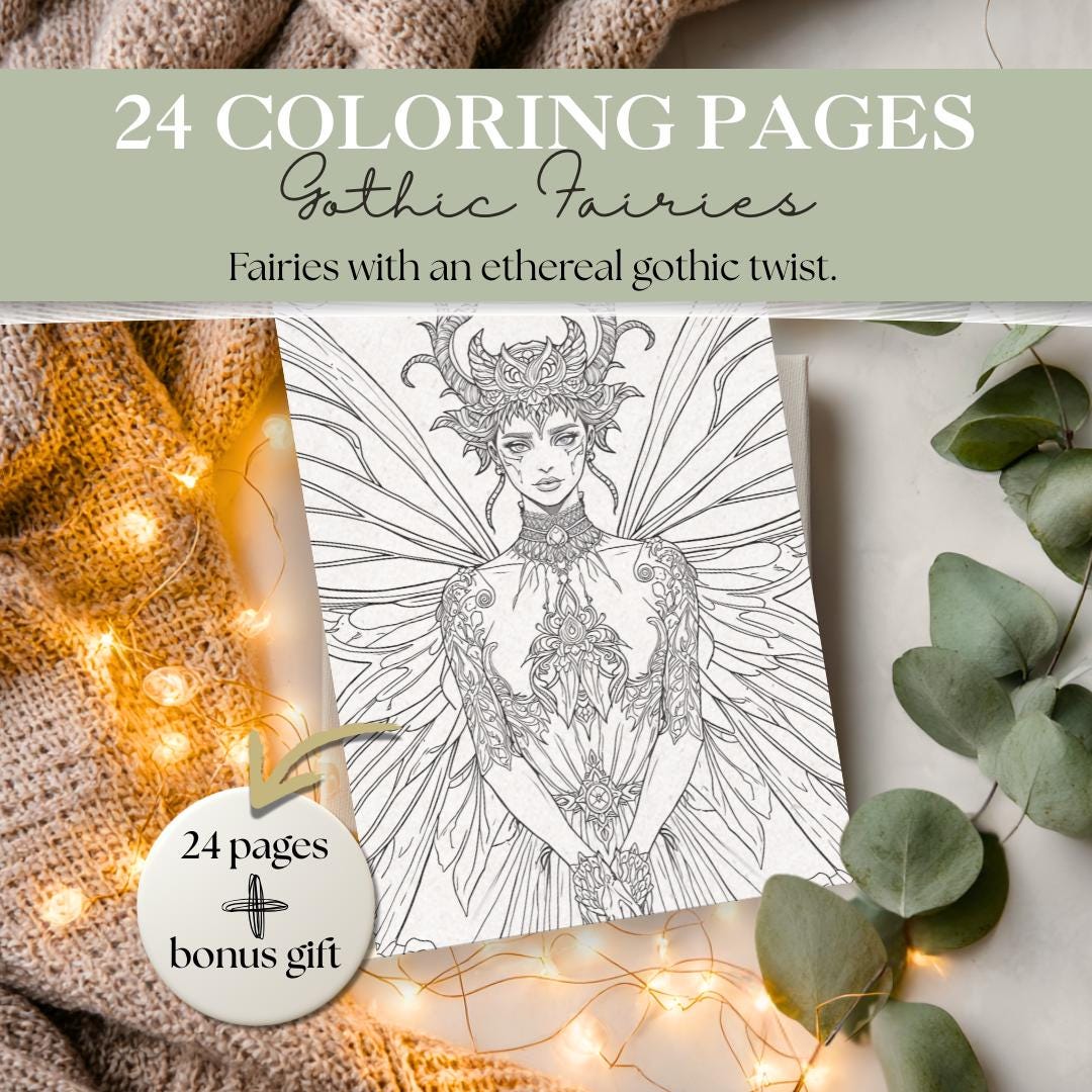 Gothic Fairy Coloring Pages | Majestic Dark Fantasy Fairy Designs ...