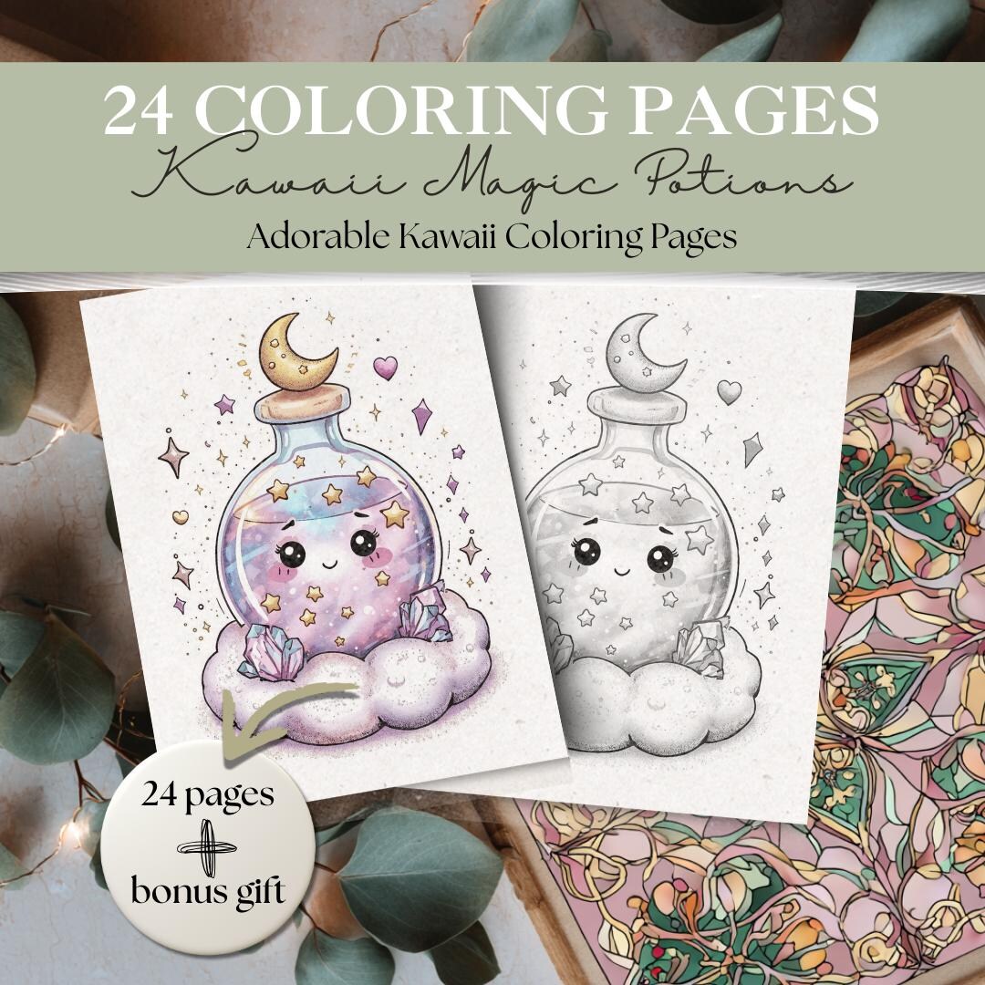 Kawaii Magical Potions Coloring Pages | Cute Potion Bottles Coloring ...