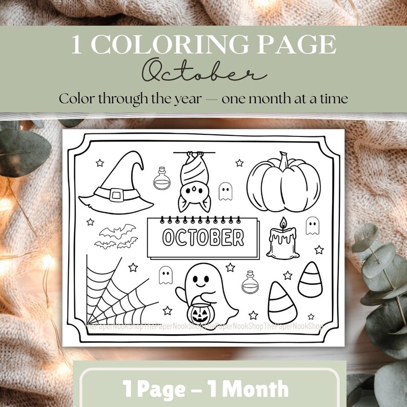 October Coloring Page Printable | Halloween Coloring Sheet for Kids ...