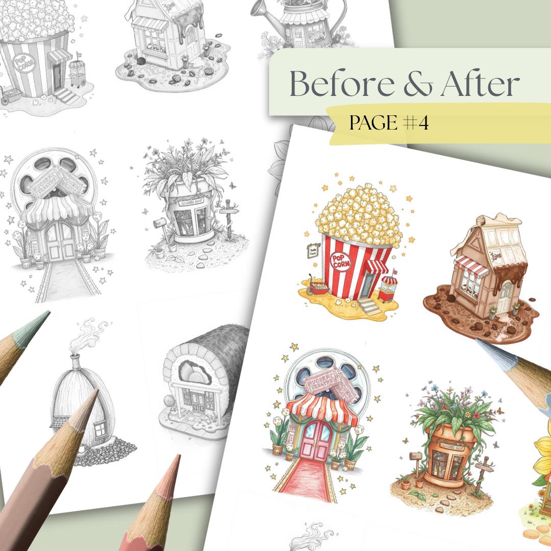 Tiny Shops Coloring Pages Bundle | 45 Miniature Store Illustrations ...