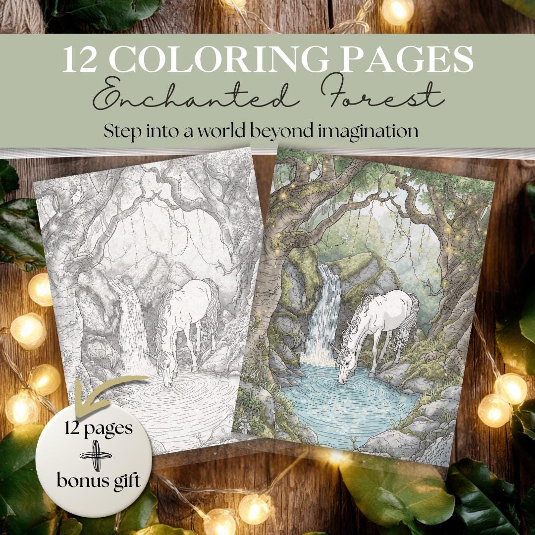 Enchanted Forest Coloring Pages | Magical Forest Scenes With Crystals ...
