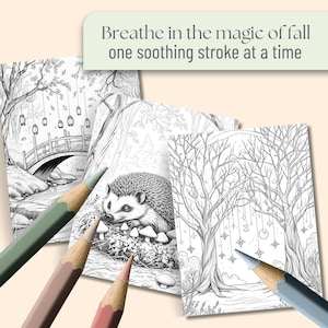 Whimsical Fall Coloring Pages for Teens & Adults | Enchanted Autumn ...
