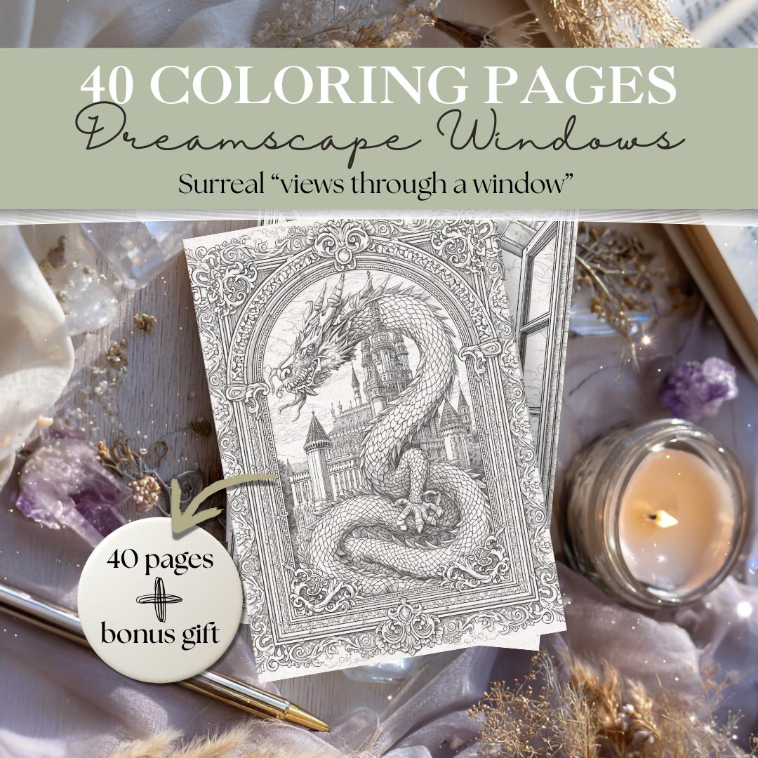 Dreamscape Window Coloring Pages | 40 Surreal Window Scenes + 3 Tree-of ...