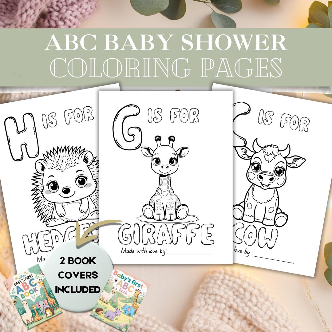 ABC Baby Shower Coloring Book | Baby's First ABC Book | Cute Animal ...