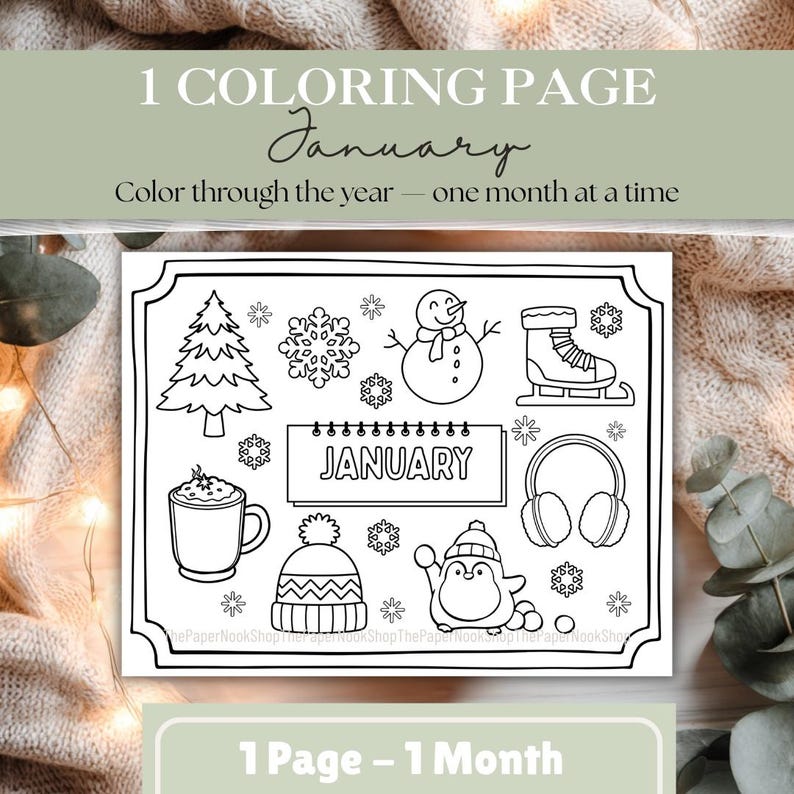 January Coloring Page Printable | Winter Coloring Sheet for Kids ...