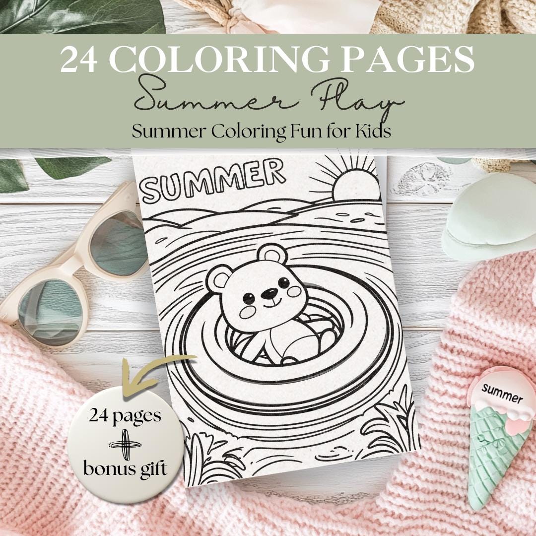 Summer Coloring Pages for Kids | 24 Bold & Easy Pages + Bonus | Summer ...
