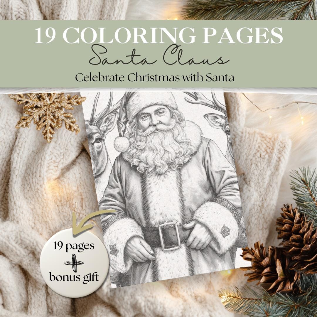 Santa Claus Coloring Pages | 19 Festive Santa Designs + 3 Bonus Scenes ...