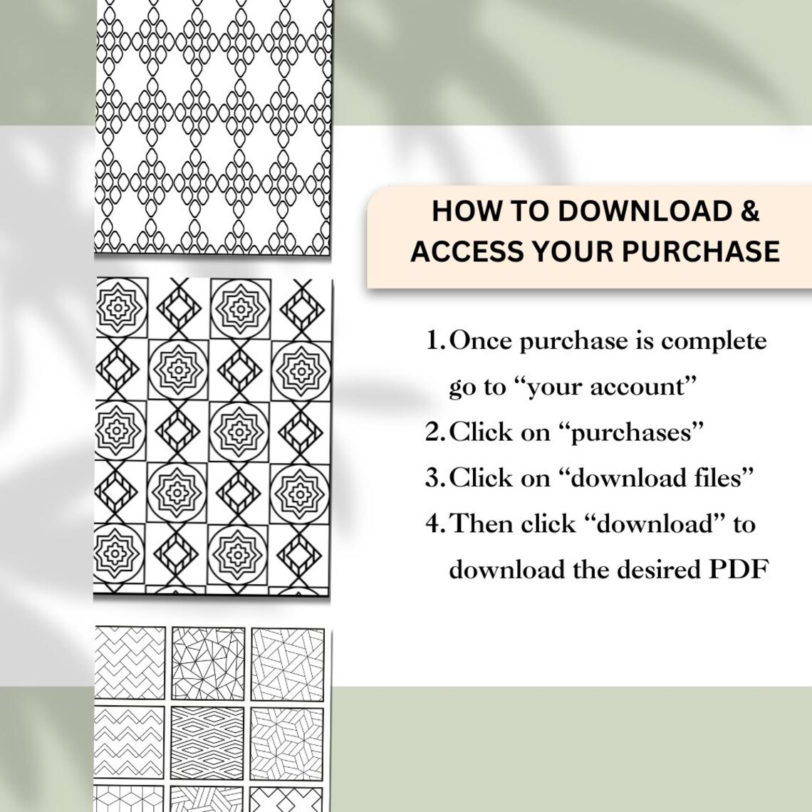 Mosaic Tile Coloring Pages | 60-page Geometric & Floral Pattern Bundle ...