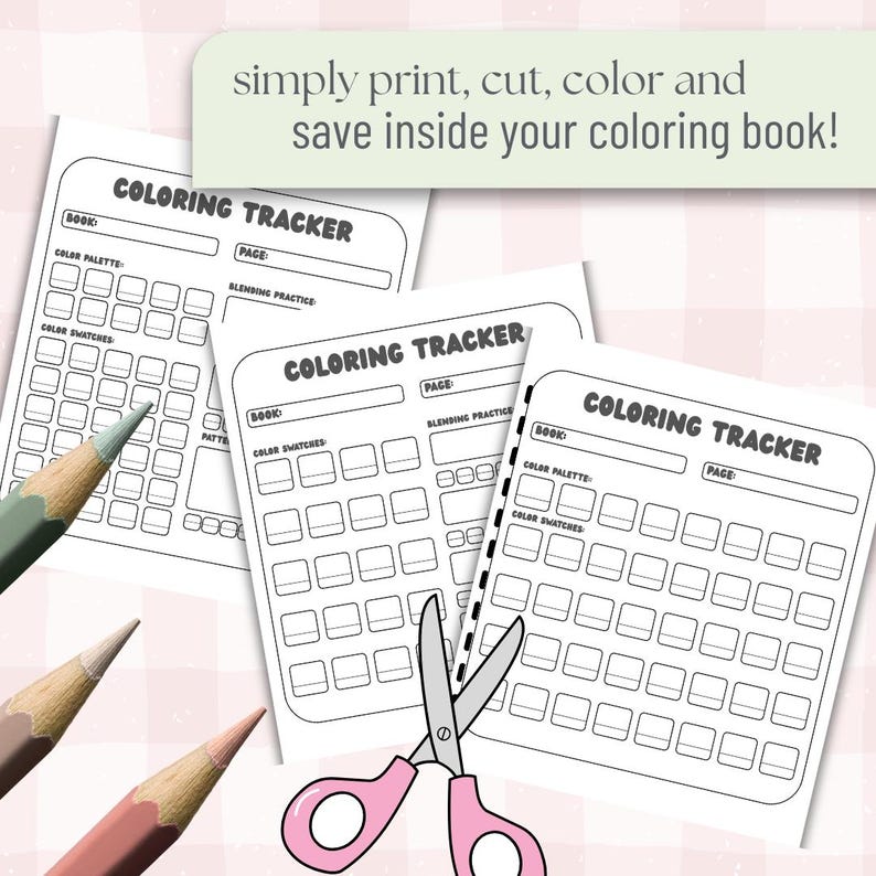 Coloring Tracker Printable for Coloring Books | Color Swatches ...