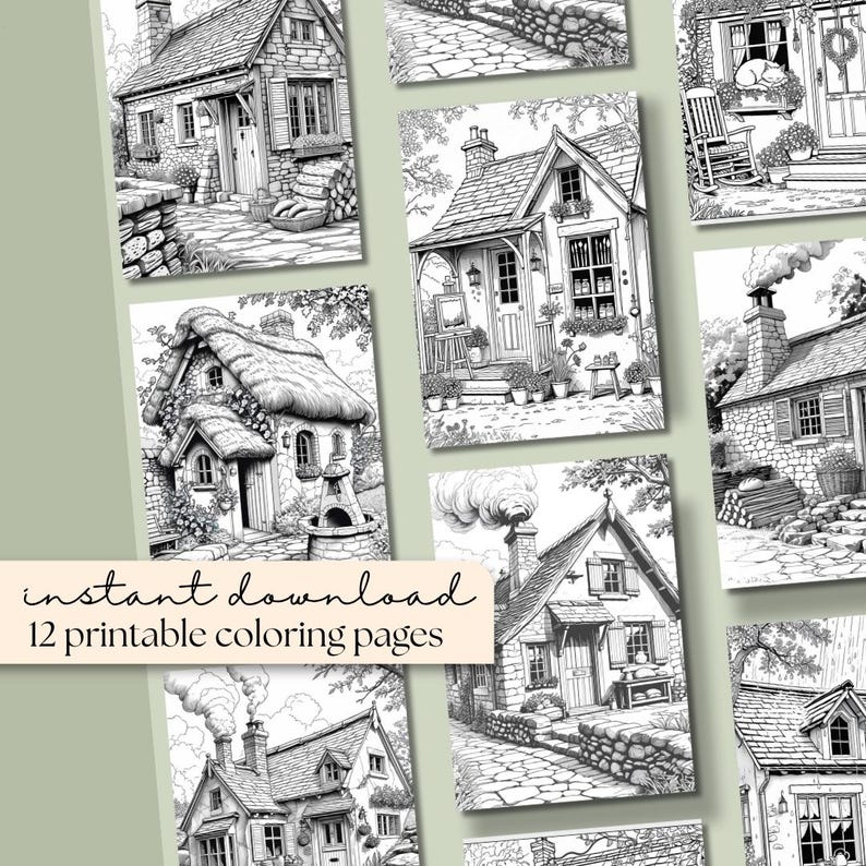 Cottagecore | Cute & Cozy English Cottages to Color | Coloring Pages ...
