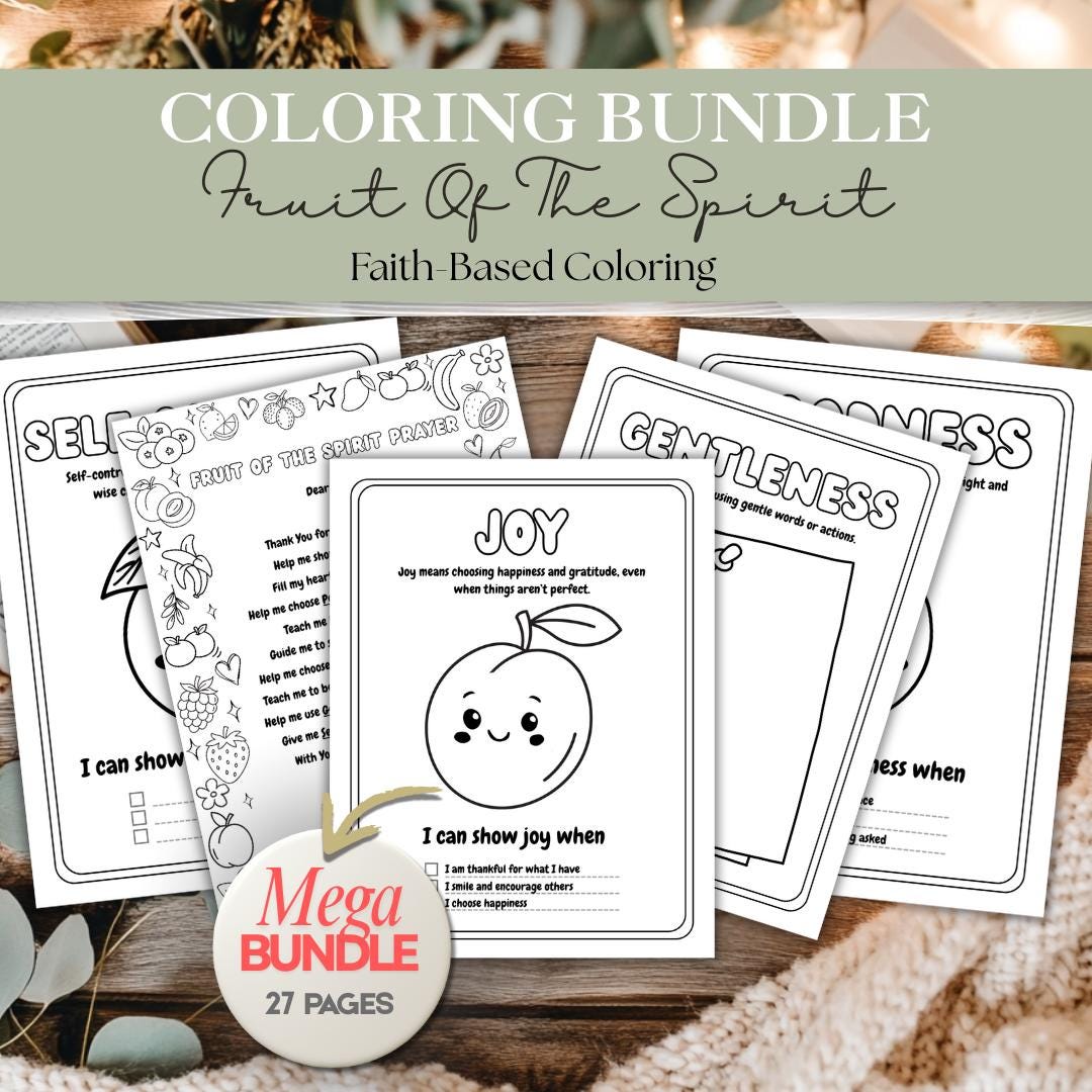Fruit of the Spirit Mega Bundle for Kids | Christian Coloring Pages ...