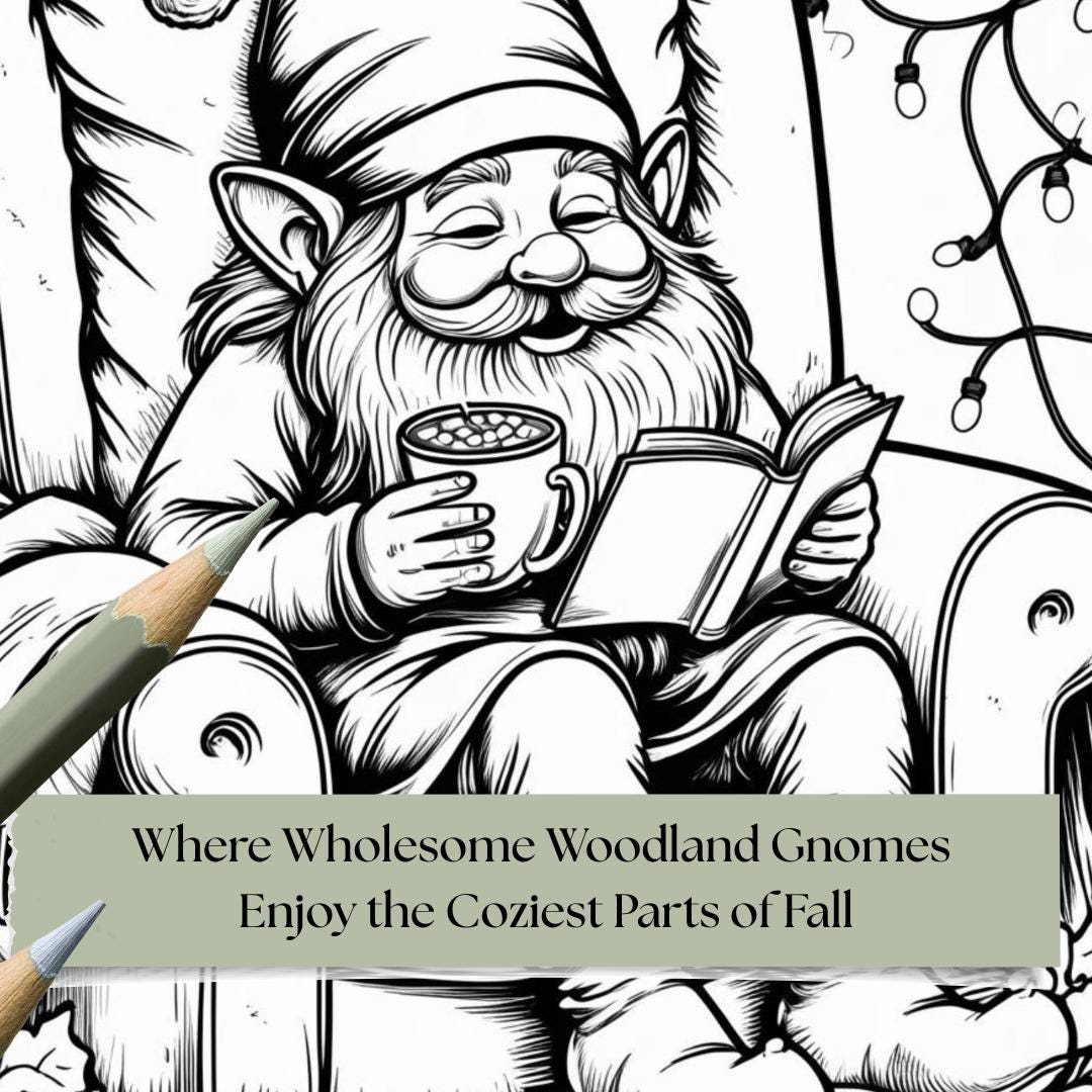 Cozy Fall Gnomes Coloring Pages for Kids & Teens | Cute Autumn Gnome ...