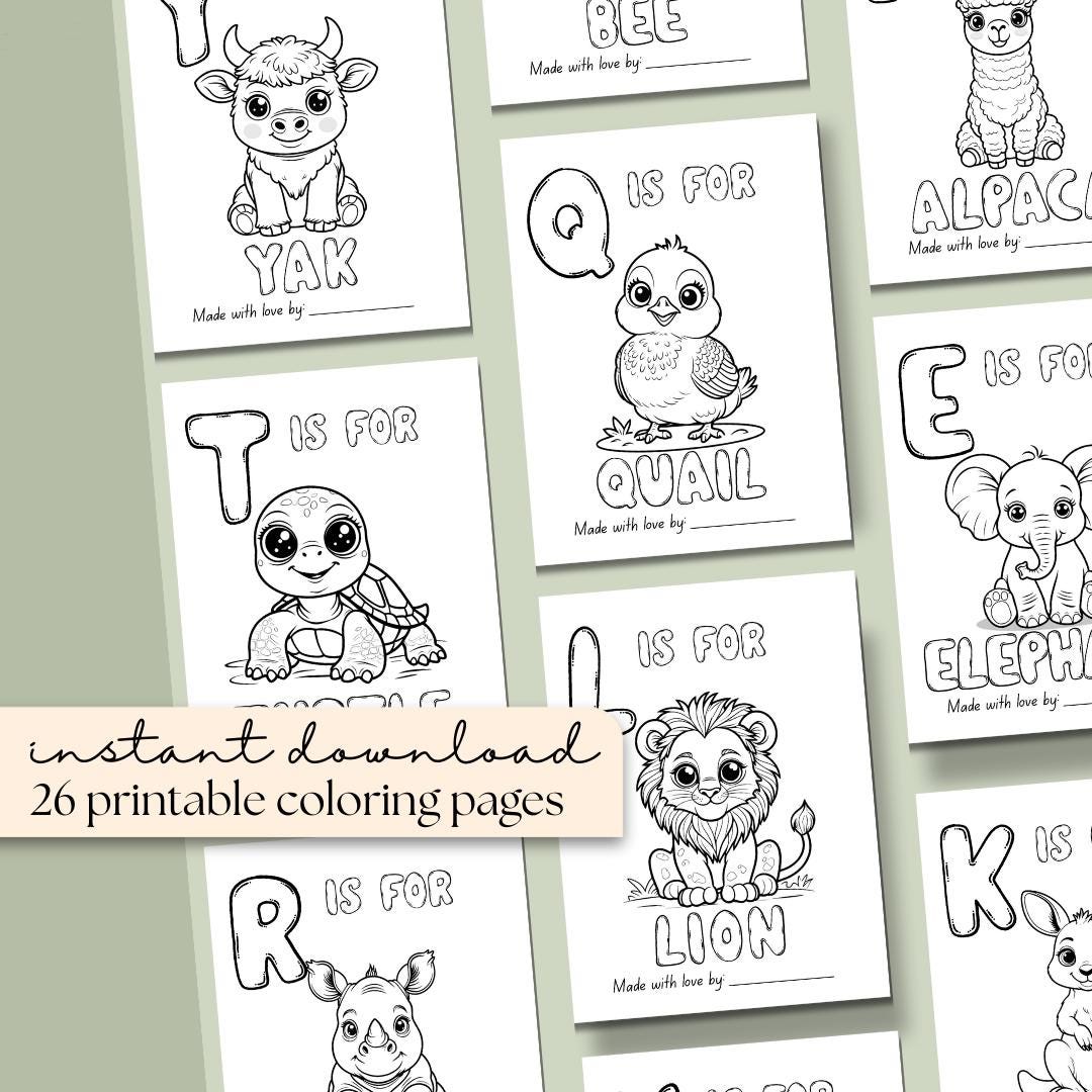 ABC Baby Shower Coloring Book | Baby's First ABC Book | Cute Animal ...