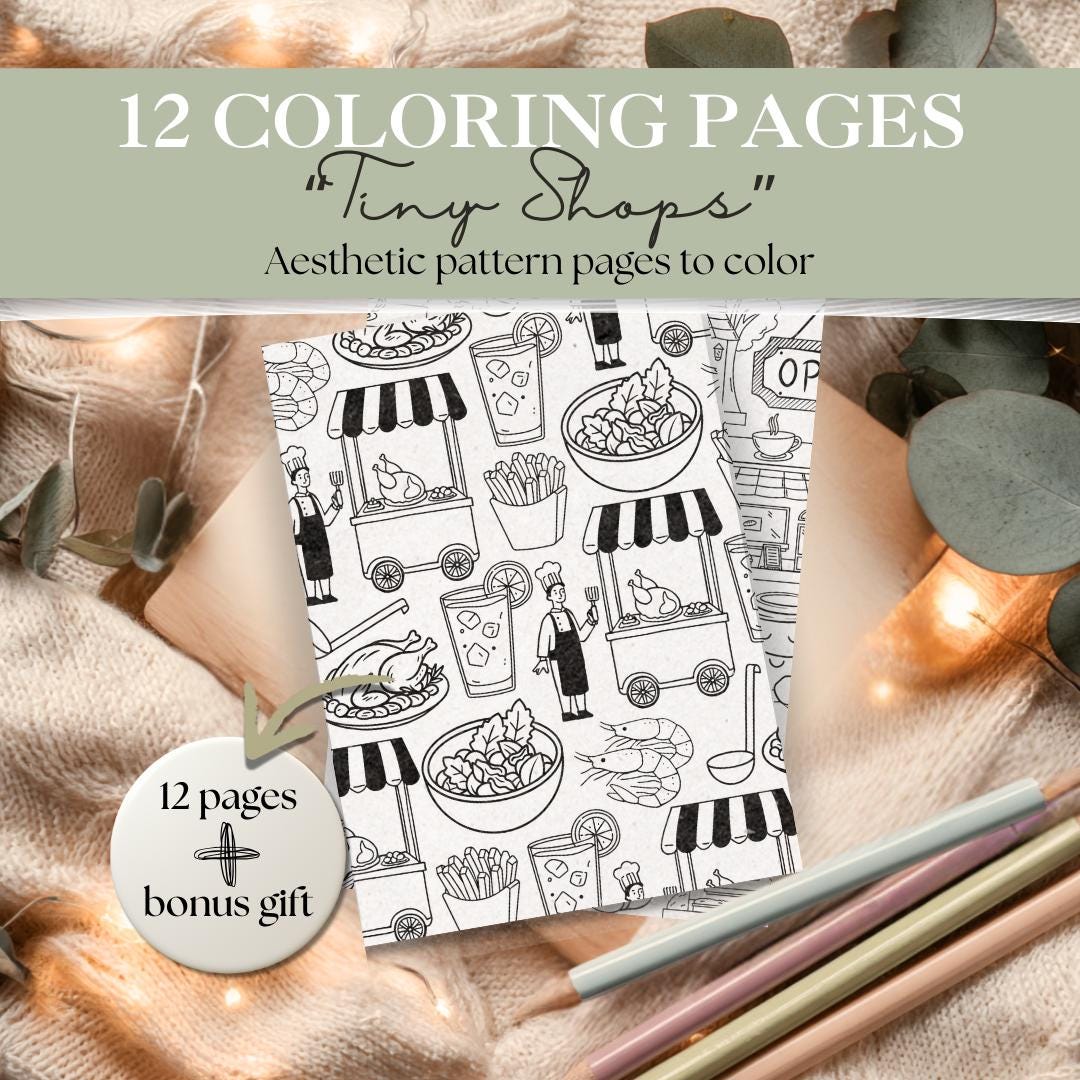Tiny Shops Coloring Pages | Storefront Pattern Bundle | 15 Printable ...
