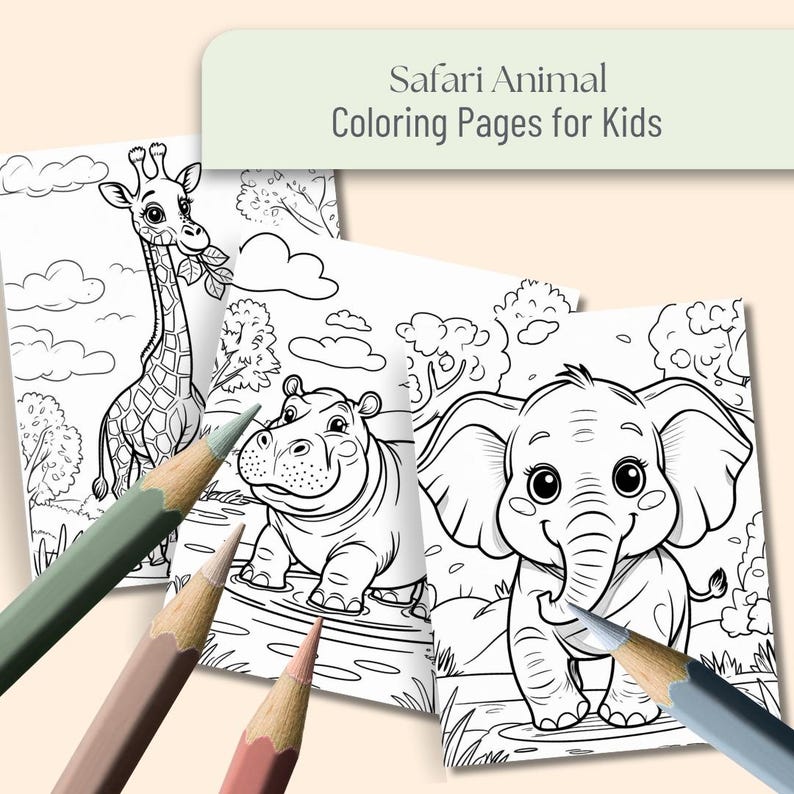 Jungle Safari Animal Coloring Pages for Kids | 25 Printable Coloring ...