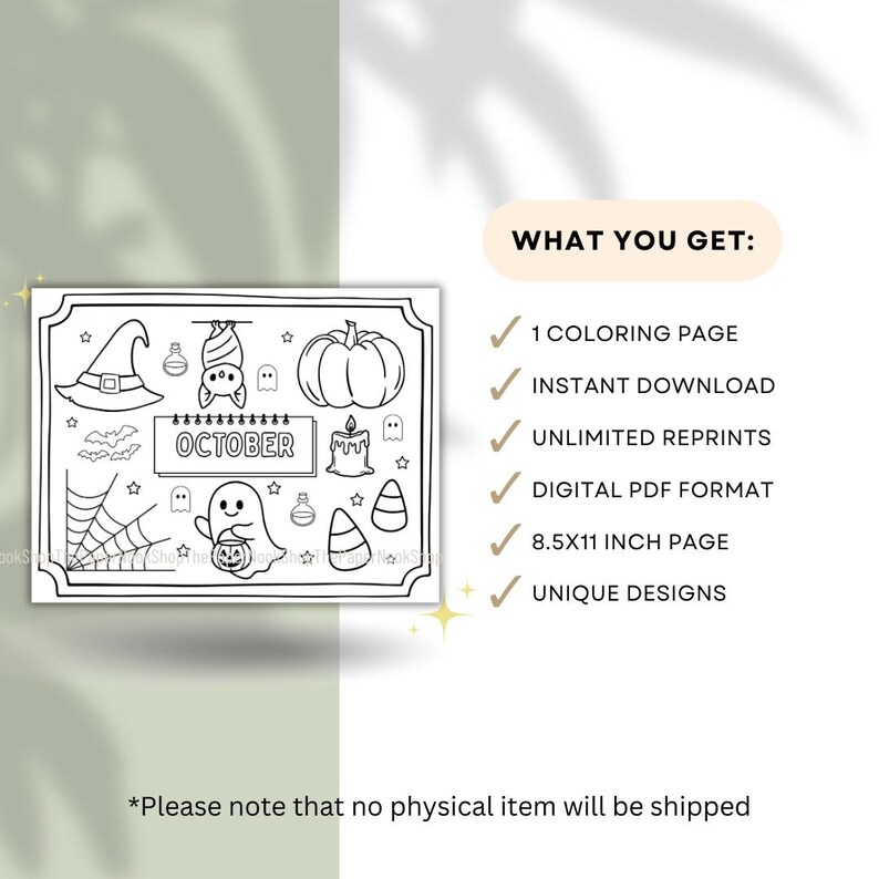October Coloring Page Printable | Halloween Coloring Sheet for Kids ...