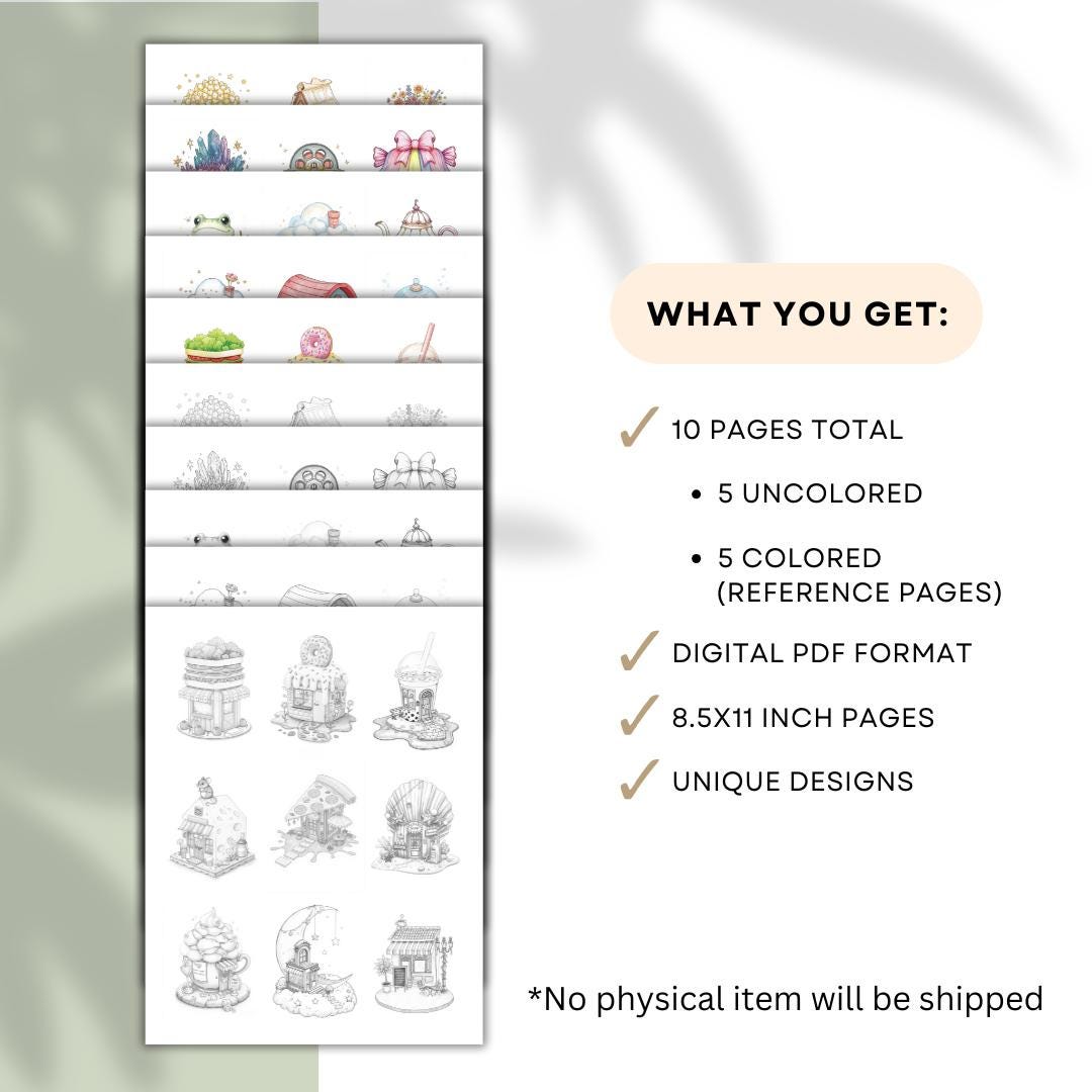 Tiny Shops Coloring Pages Bundle | 45 Miniature Store Illustrations ...