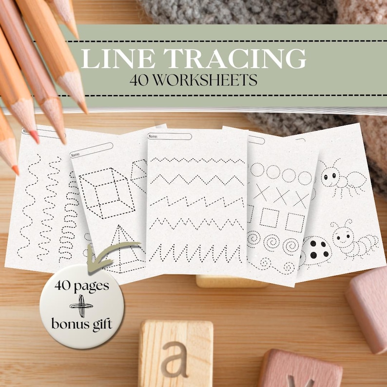 Line Tracing Worksheets Bundle for Preschool | 40 Pre-writing Practice ...