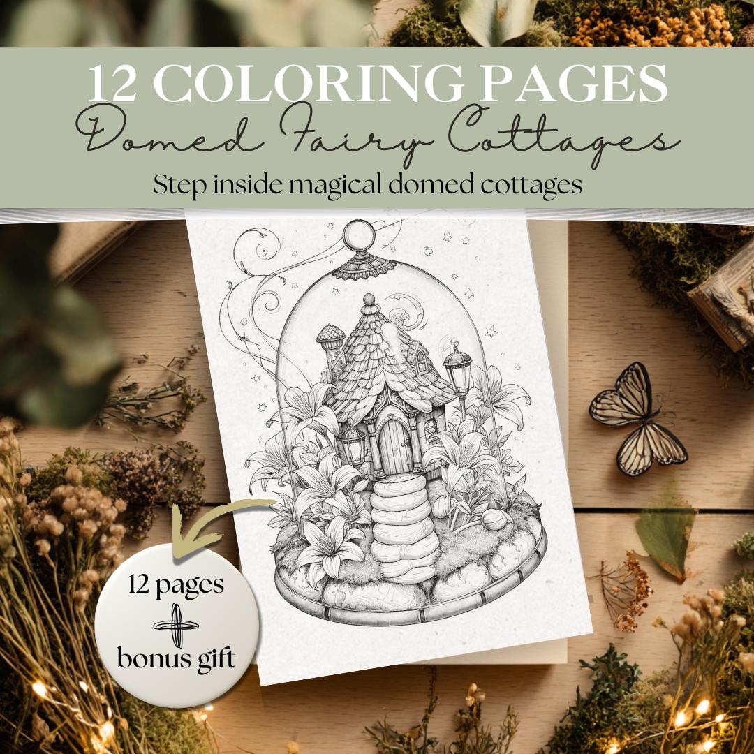 Little Domed Fairy Cottages Coloring Pages | 15 Whimsical Fairy House ...