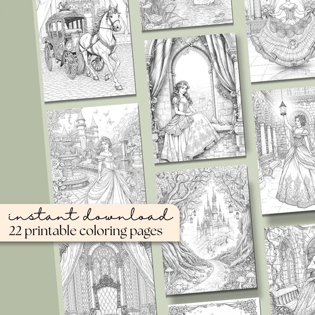 Princess and Castle Coloring Pages | 22 Fairytale Scenes | Princesses ...