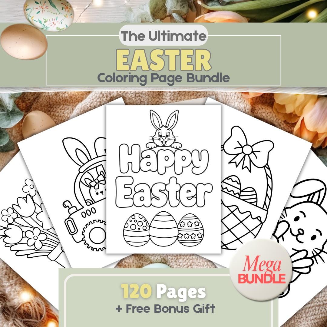 Simple Easter Coloring Pages Bundle | 120 Easy Easter Coloring Pages ...