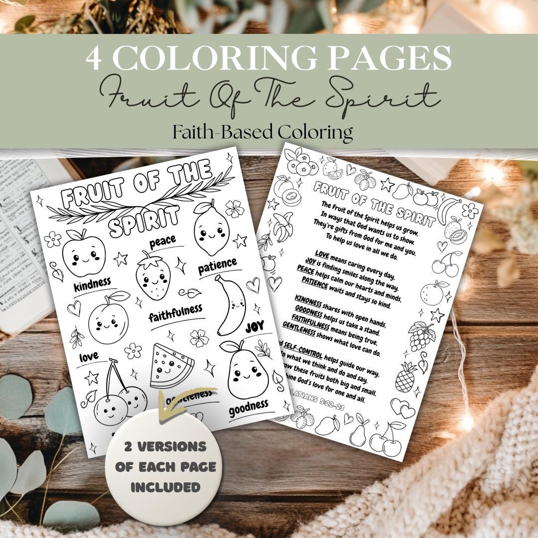 Fruit of the Spirit Coloring Pages & Poem | Bible Activity Poem Craft ...