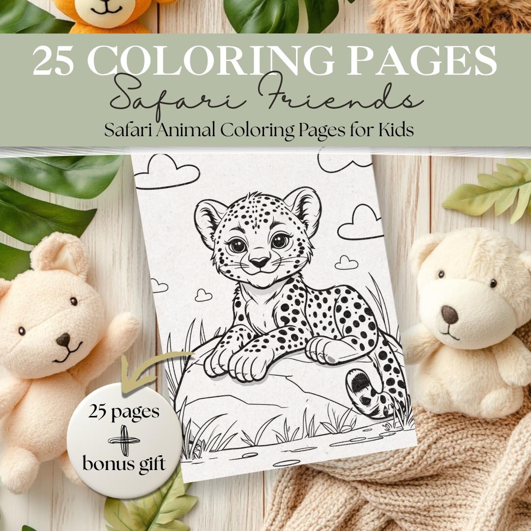 Jungle Safari Animal Coloring Pages for Kids | 25 Printable Coloring ...