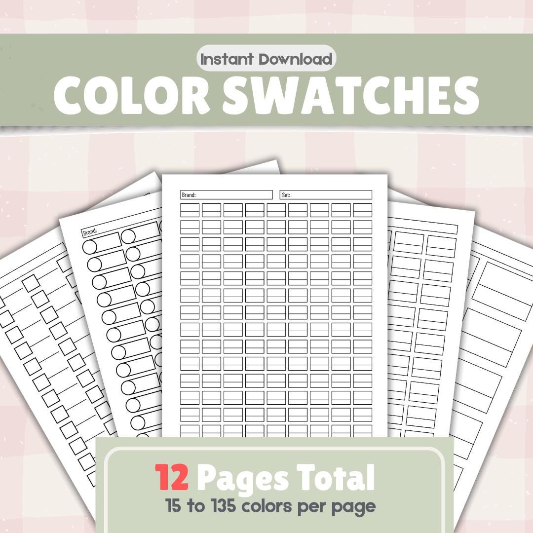 Color Swatch Chart Printable | 12 Printable Marker & Pencil Swatch ...