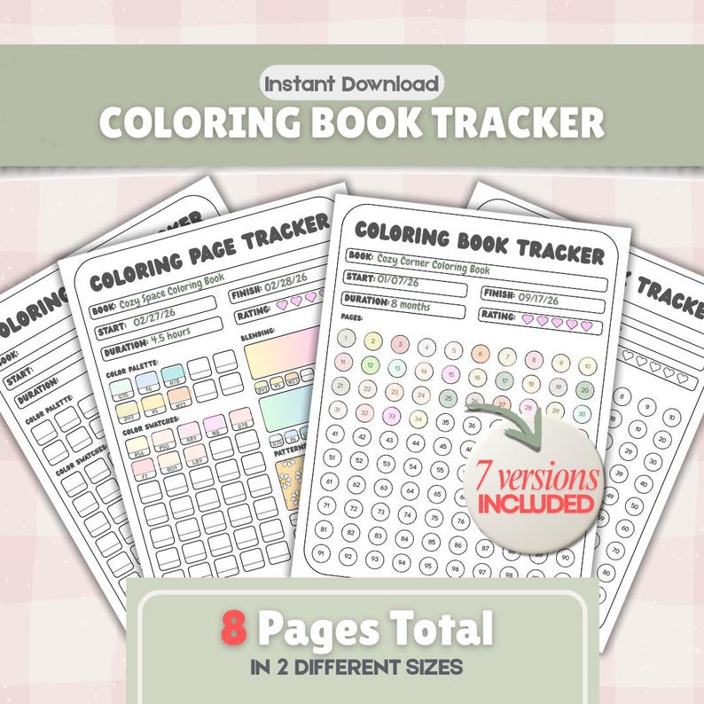 Coloring Book Tracker Printable + Coloring Page Tracker | Color ...