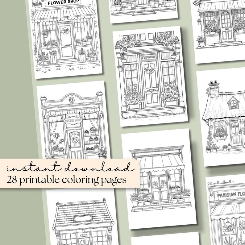 Floral Shop Facades | 28 Printable Flower Shop Storefront Coloring ...