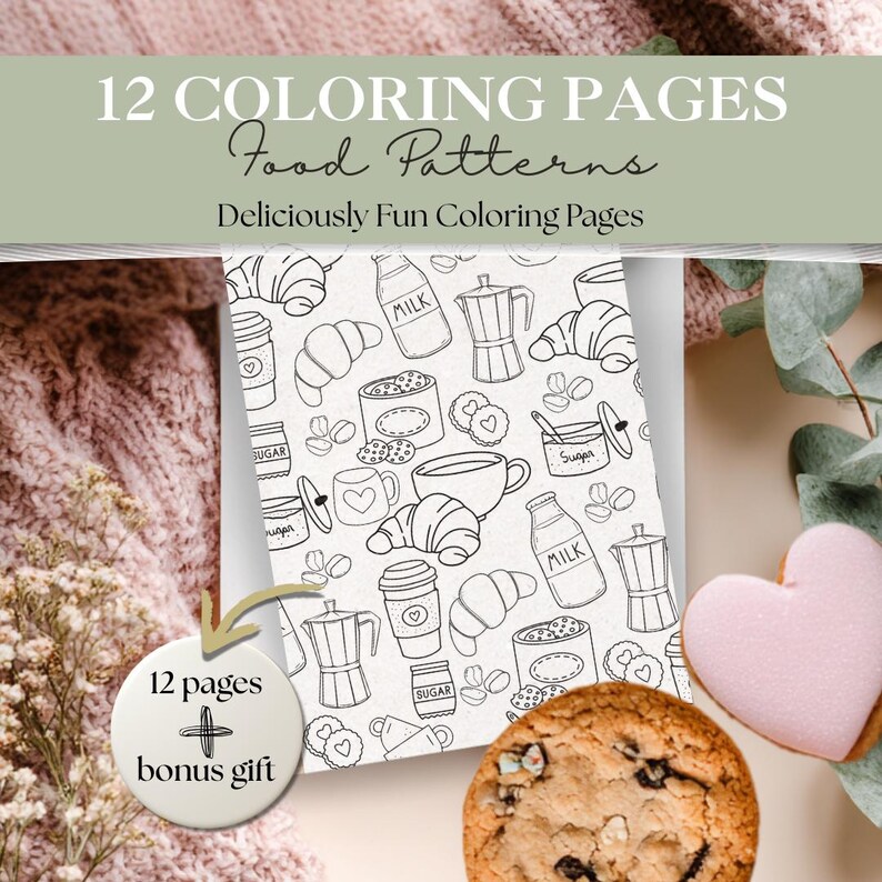 Fun Food Pattern Coloring Pages | Cozy Food-themed Designs | Printable ...