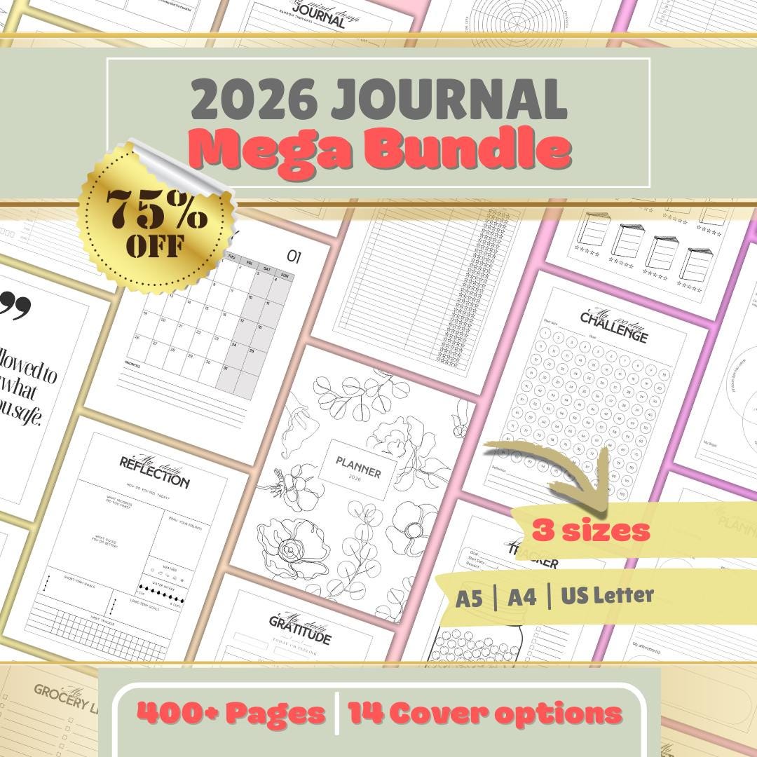 2026 Planner & Journal Mega Bundle | Printable Bullet Journal Pages ...