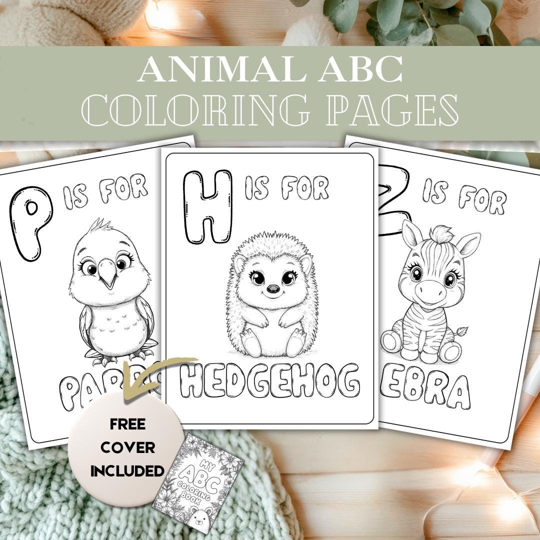 Animal ABC Coloring Book for Kids | Cute Animal Alphabet Coloring Pages ...