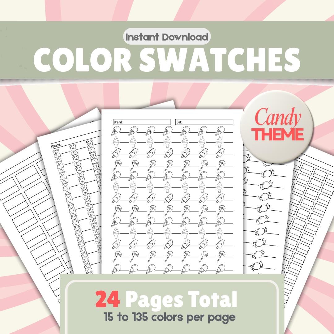 Candy Themed Color Swatch Chart Printable | 24 Printable Marker ...