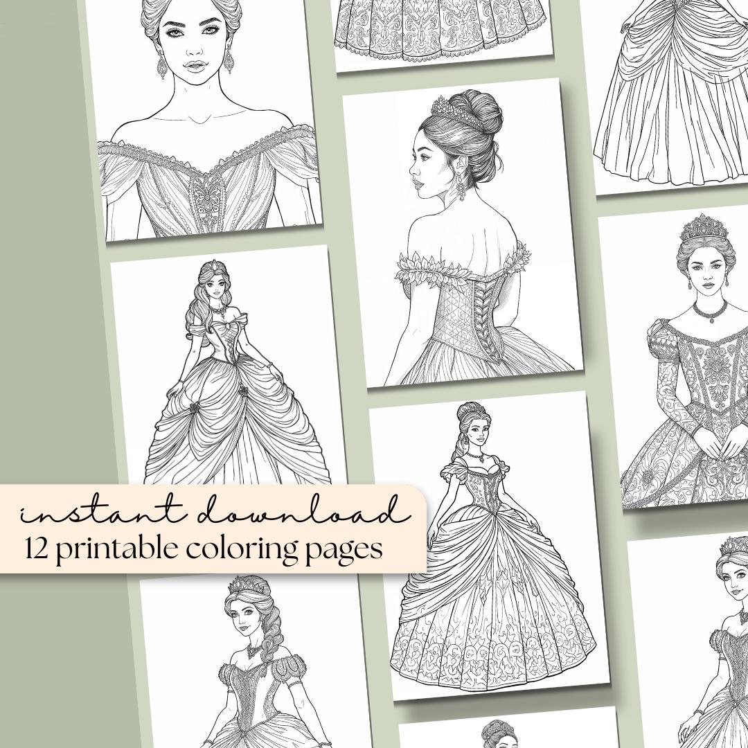 Fairytale Princess Coloring Pages | Magical Princess Designs in ...