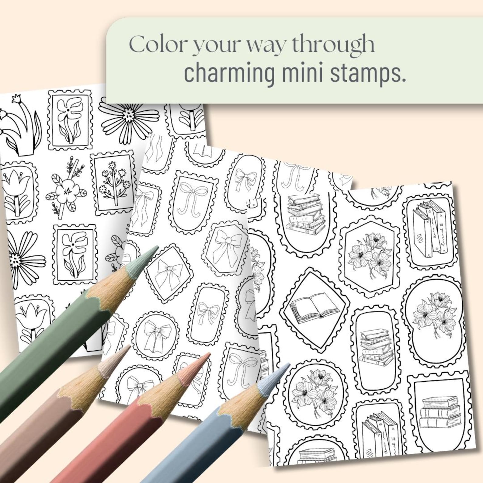 Stamp Coloring Pages Bundle #1 | 12 Stamp Pattern Sheets + 3 Bonus ...