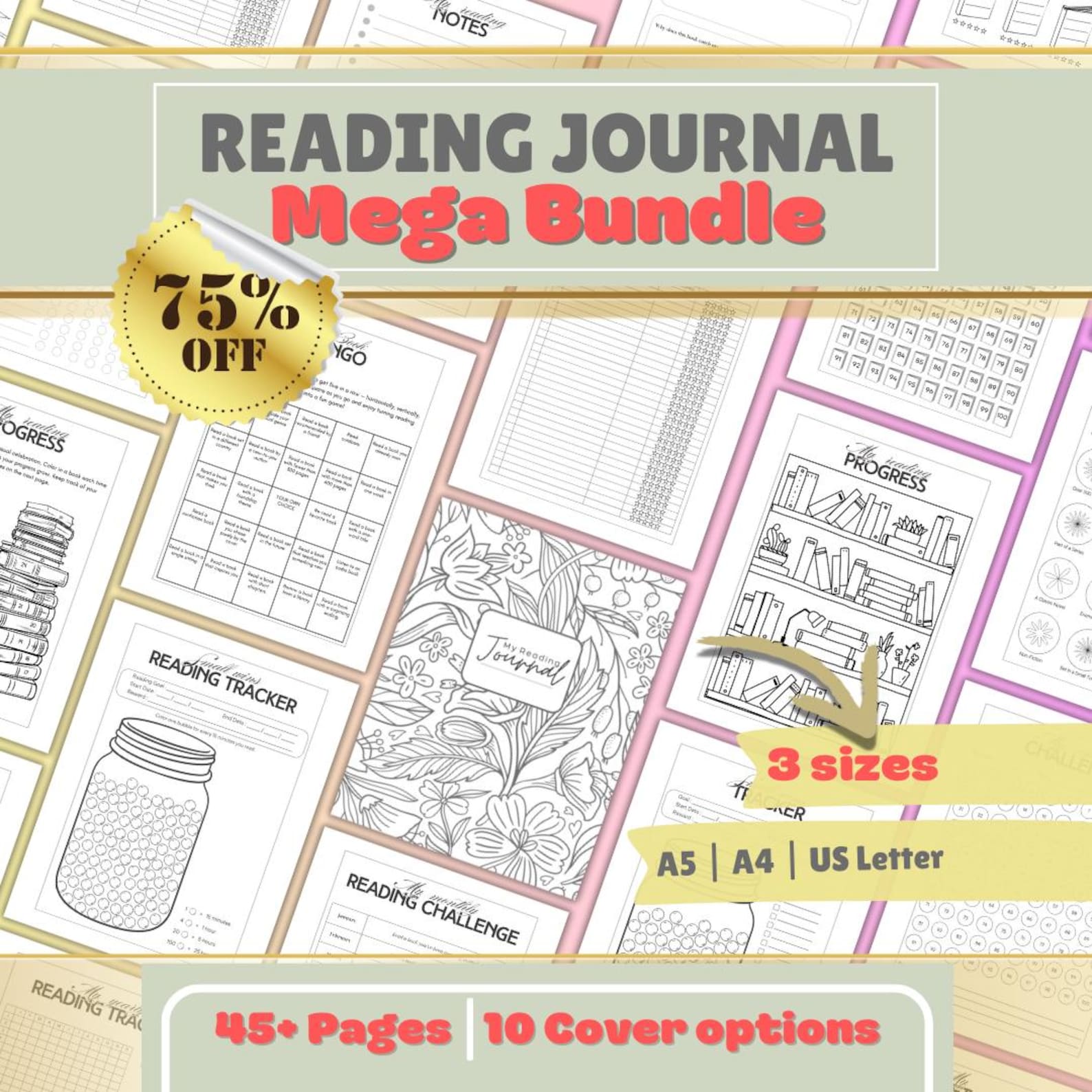 Reading Journal Mega Bundle Printable | Reading Tracker & Book Log ...