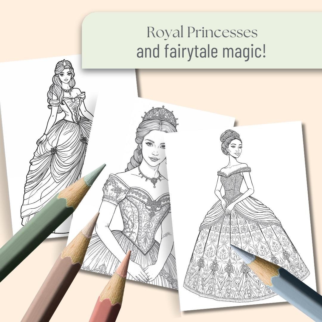 Fairytale Princess Coloring Pages | Magical Princess Designs in ...