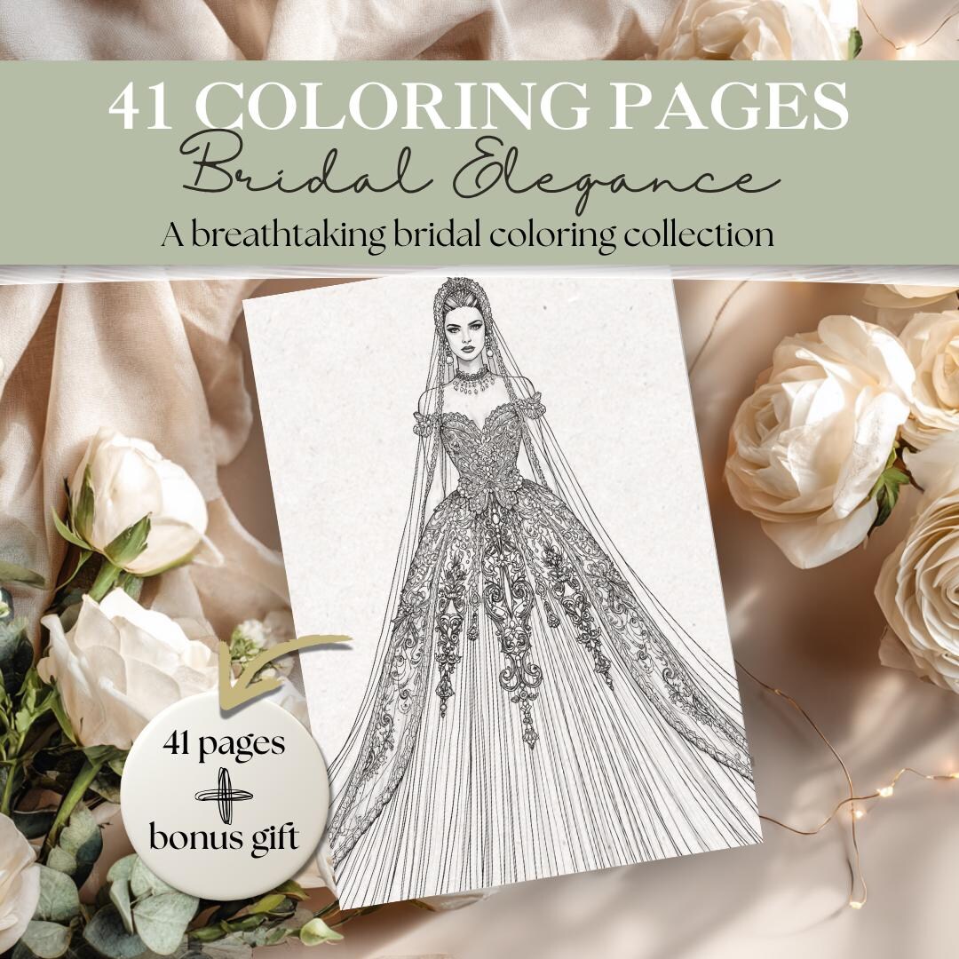 Bridal Coloring Pages | 44 Wedding Gown & Veil Designs | Couture Bridal ...