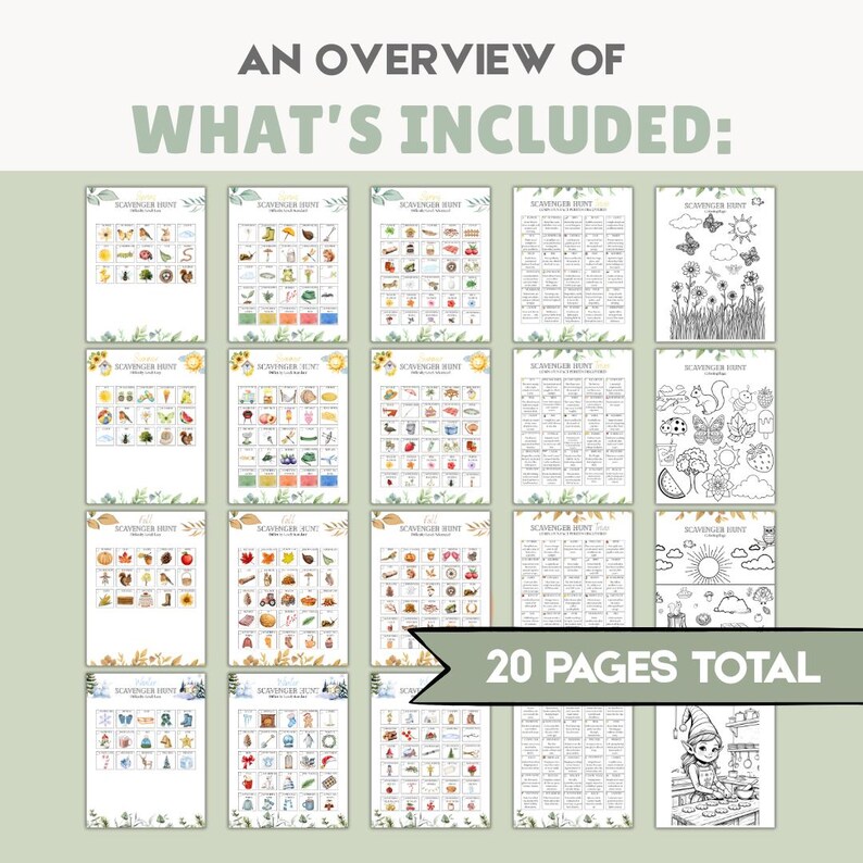 Seasonal Scavenger Hunt Printable Bundle | 4 Seasons of Outdoor/indoor ...