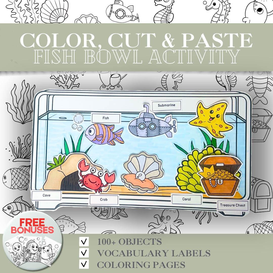 Cut and Paste Fish Bowl Montessori Toddler Activity | 100+ Objects ...
