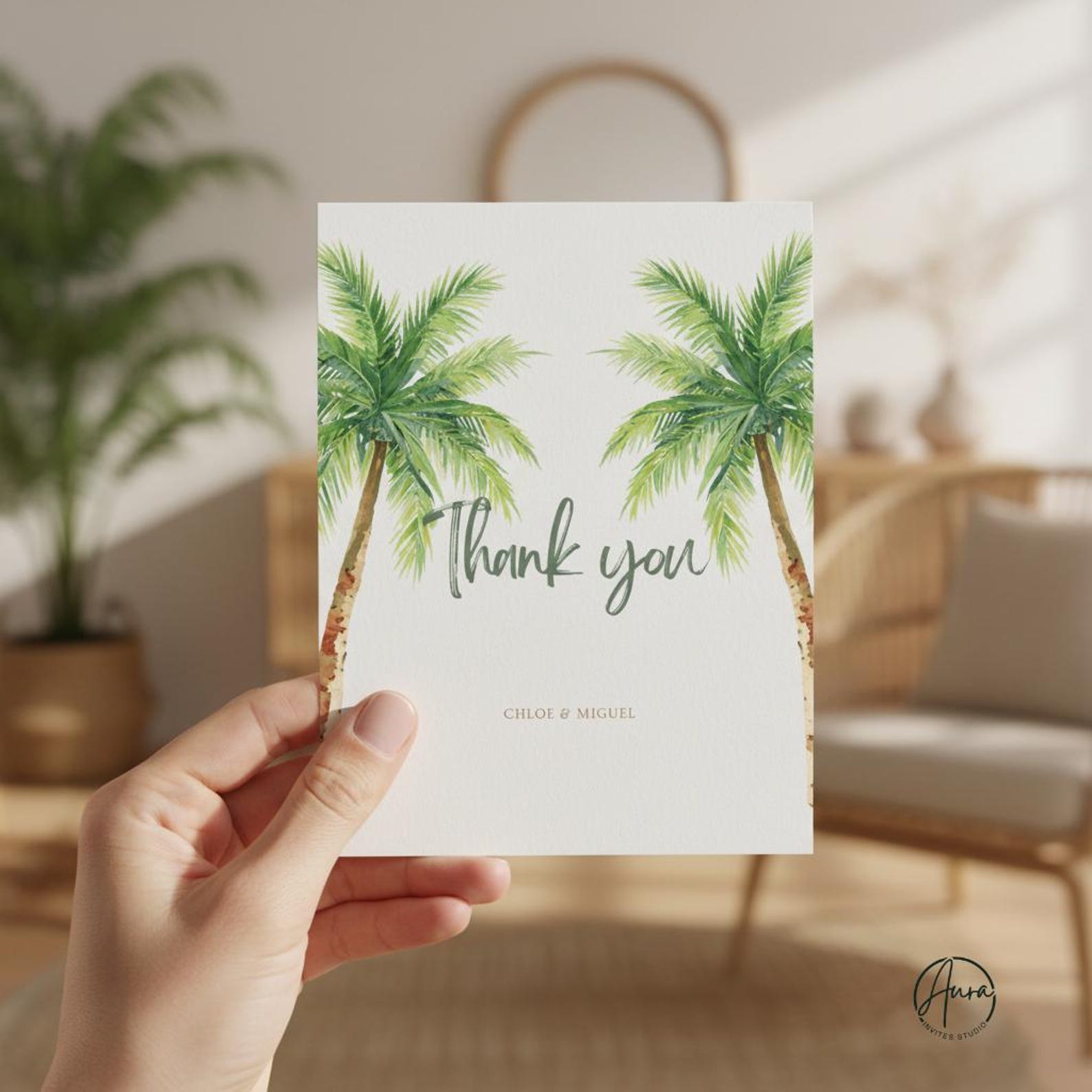Tropical Thank You Card | Editable Canva Template | Printable Island ...