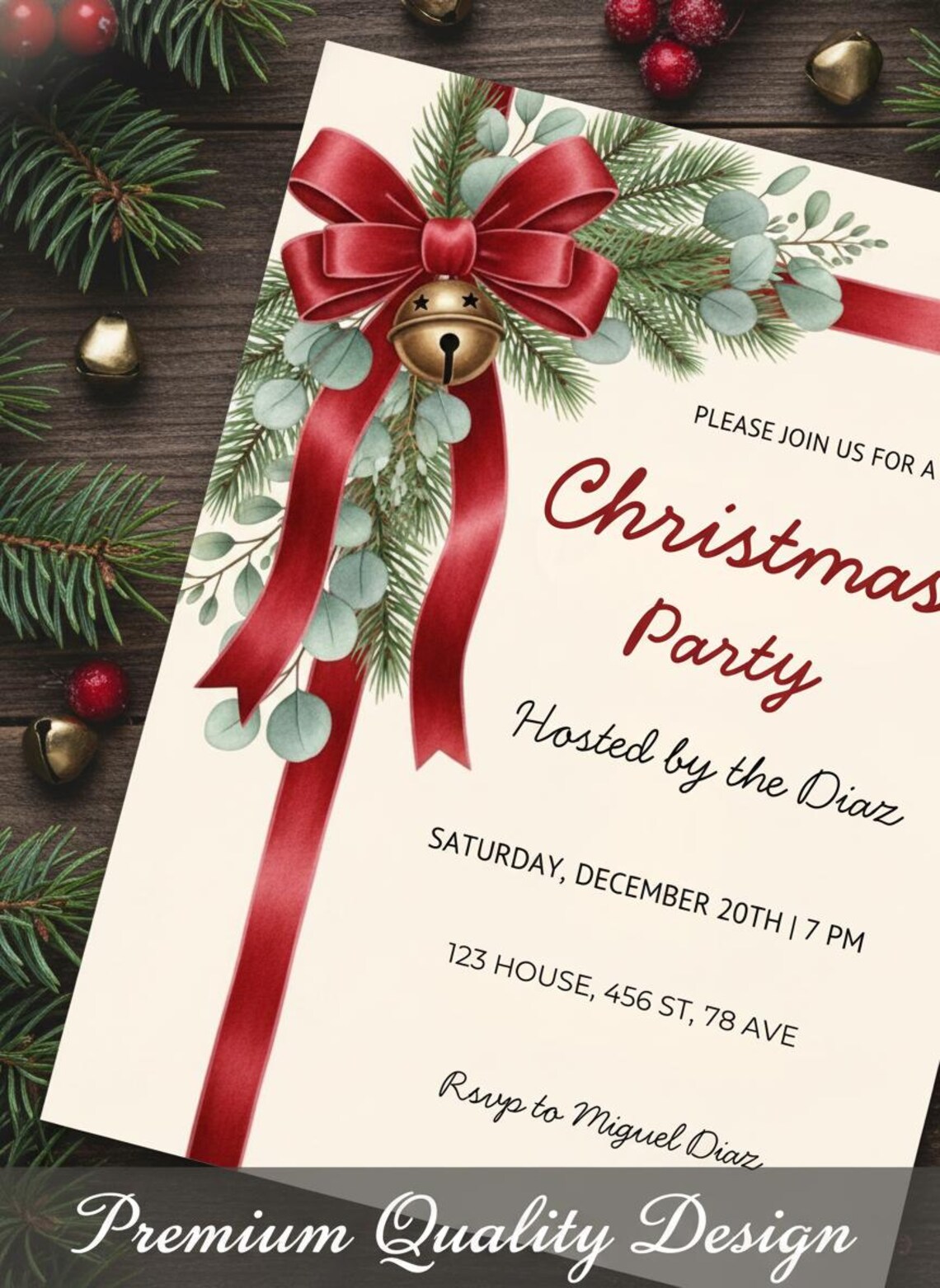 Editable Christmas Party Invitation Template | Festive Holiday Invite ...