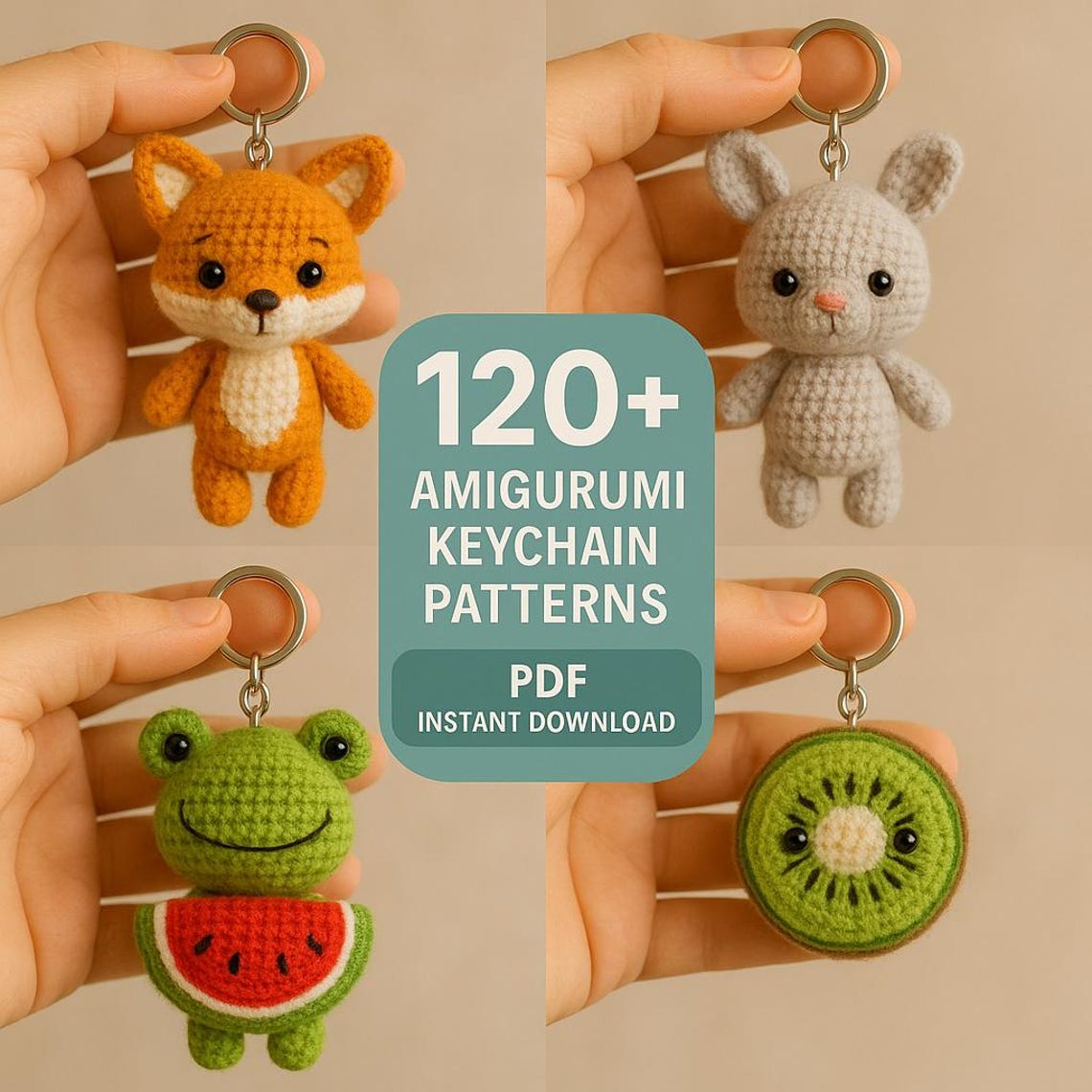 Paquete de más de 120 patrones de llaveros amigurumi de crochet ...