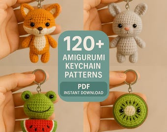 135 Keychain Amigurumi Crochet Pattern Bundle, Miniature Crochet, Cute ...