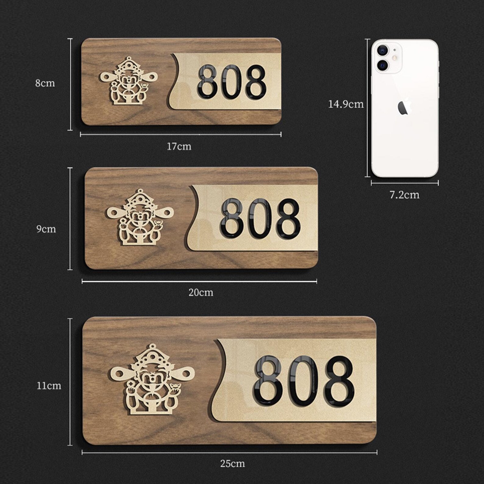 Custom Room Number Sign Wood and Gold Door Plate Personalized Hotel ...