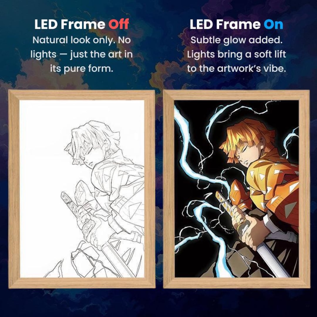 Zenitsu Agatsuma Inspired Lumiframe | Demon Slayer Anime LED Frame ...
